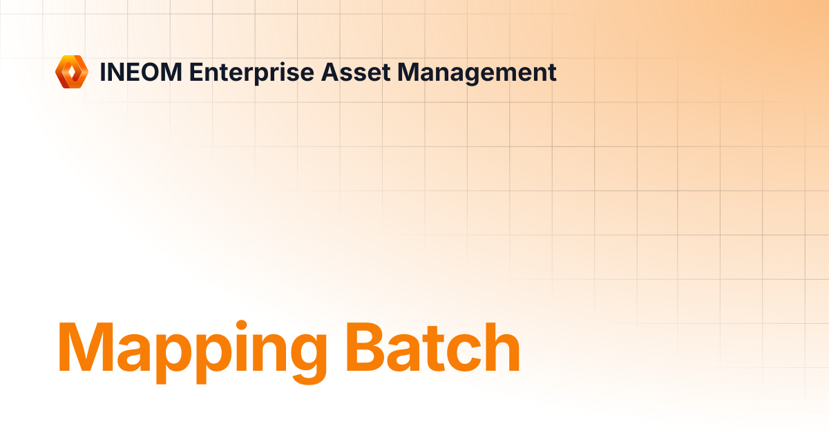 Mapping Batch | INEOM Enterprise Asset Management